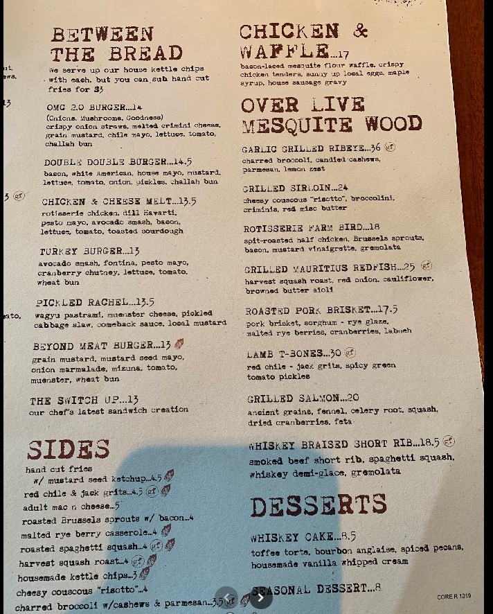 The menu of Whiskey Cake Kitchen & Bar|In Plano it offers you some ...
